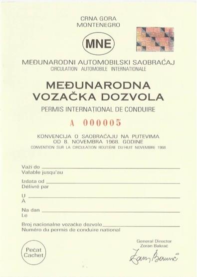 Montenegro - International Driving Permit
