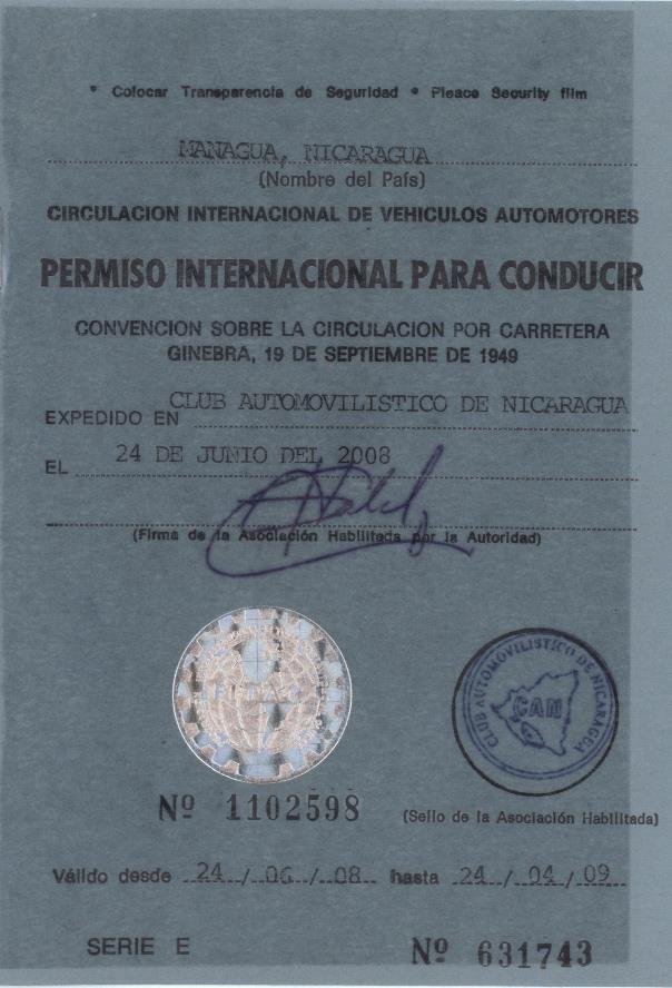 Nicaragua - International Driving Permit
